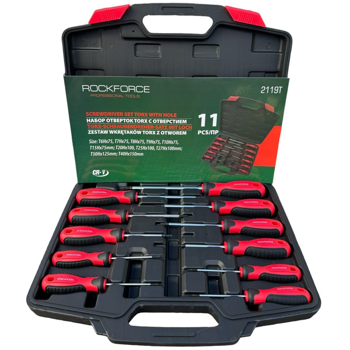 КОМПЛЕКТ ОТВЕРТКИ ТОРКС С ОТВОР 11 ЧАСТИ ROCKFORCE - Tools Depo